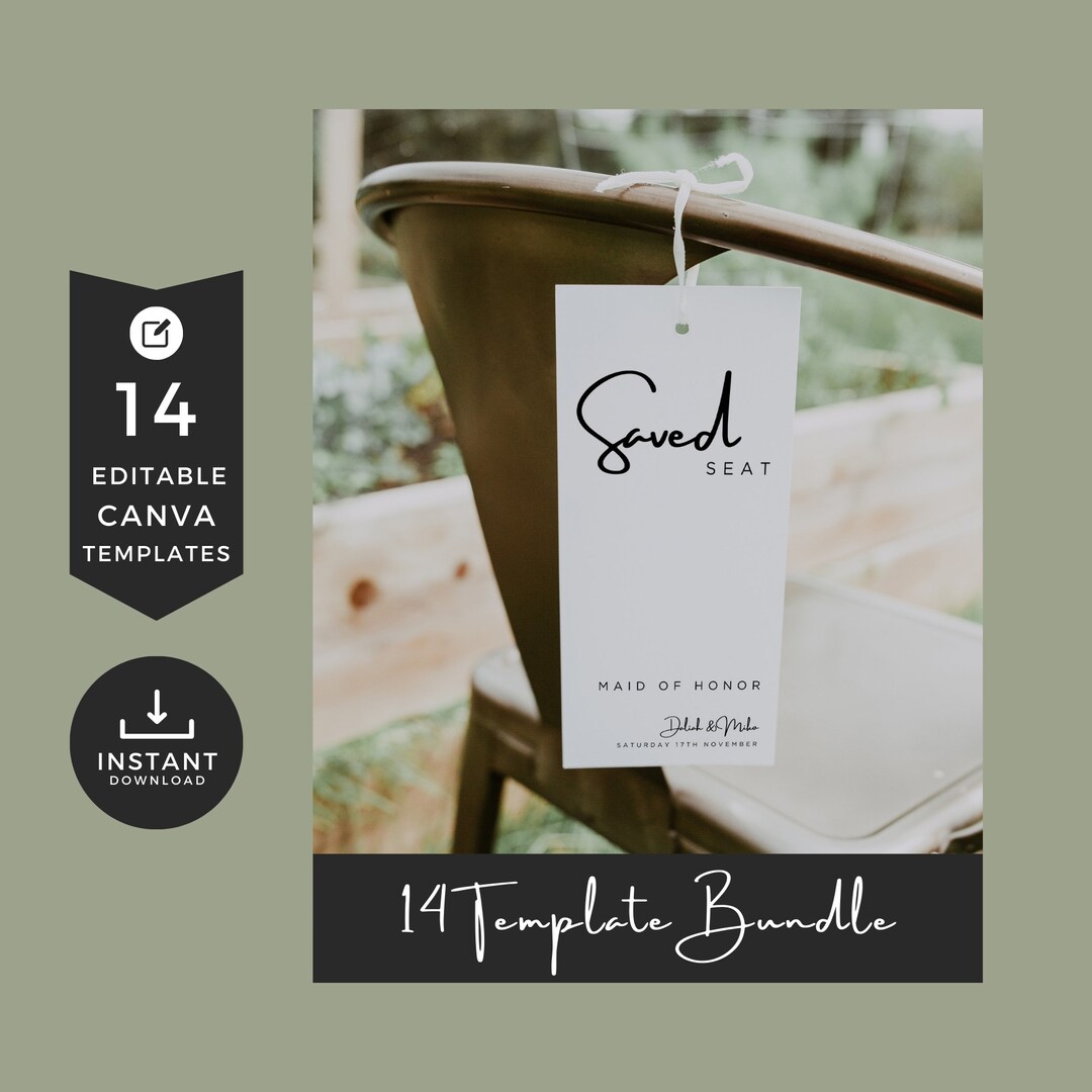 Wedding Day Signage Bundle, Saved Seat Signs, Reserved for Wedding ...