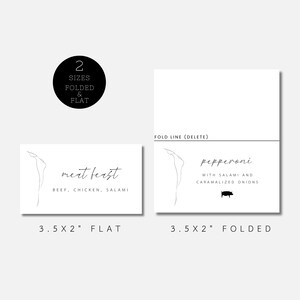 Pizza Bar Menu Card Template, Menu Place Cards Download, Minimal ...