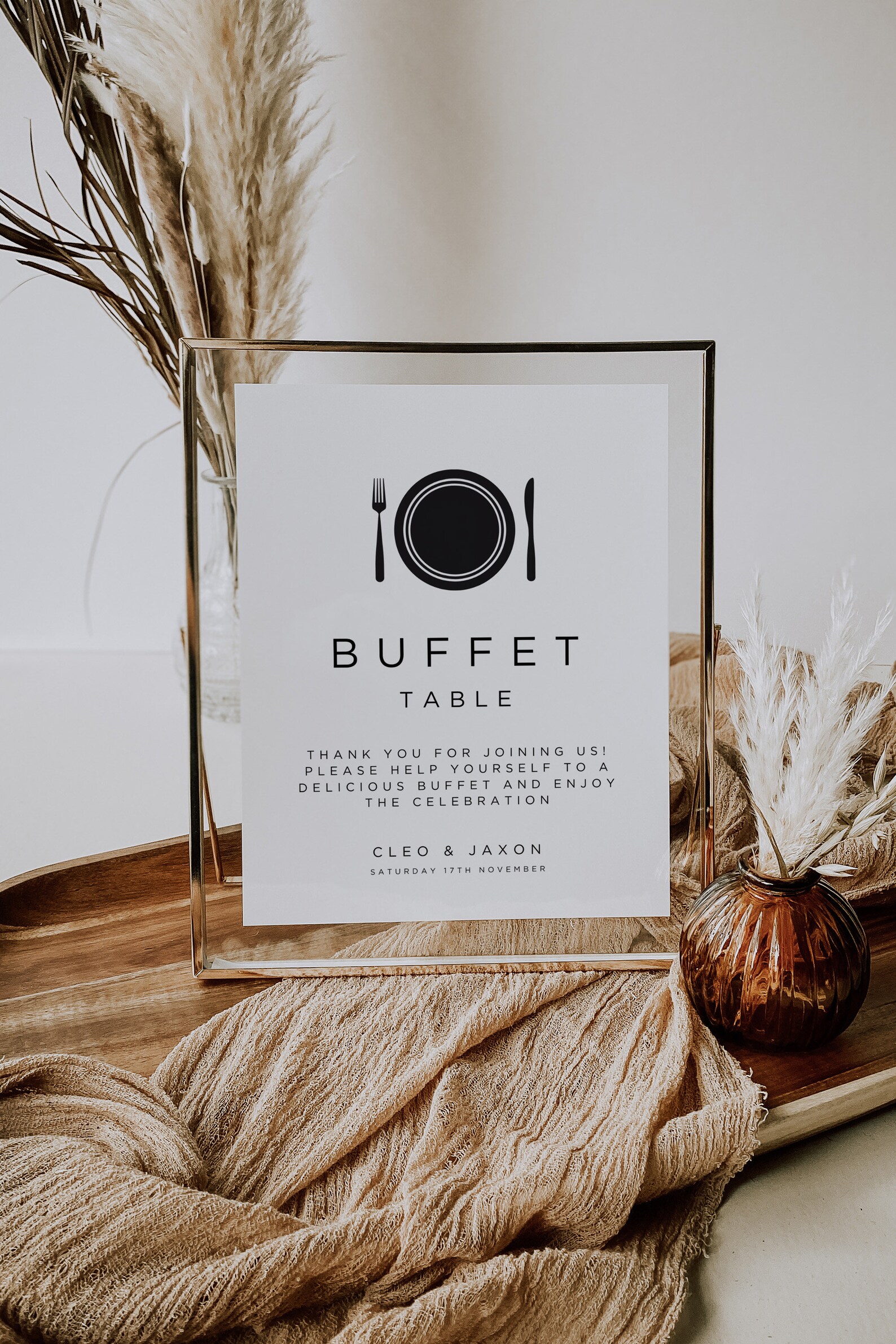 Wedding Buffet Menu Sign, Minimalist Grazing Table Wedding Buffet Food ...