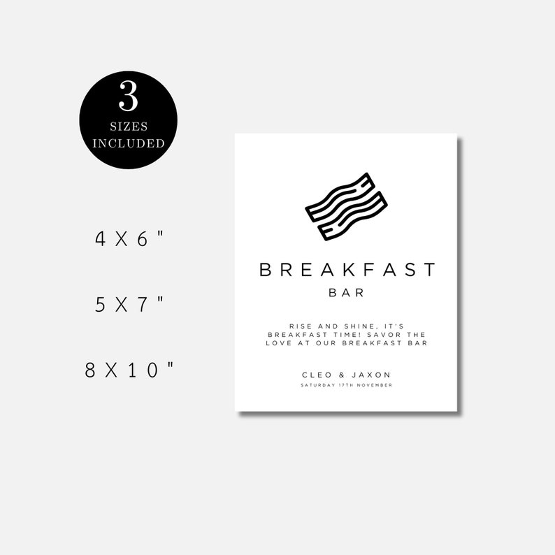Wedding Breakfast Bar Sign, Minimal Grazing Table Top Buffet Food Sign ...