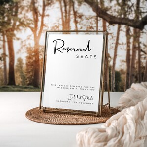 Reserved Seating Signs Template, Wedding Reserved Seat Signs, Weddings ...