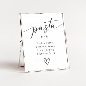 Pasta Bar Sign, Minimalist Pasta Bar Wedding Sign, Grazing Table ...