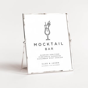 Wedding Mocktail Bar Sign, Non Alcoholic Drink Sign for Wedding, Drinks ...