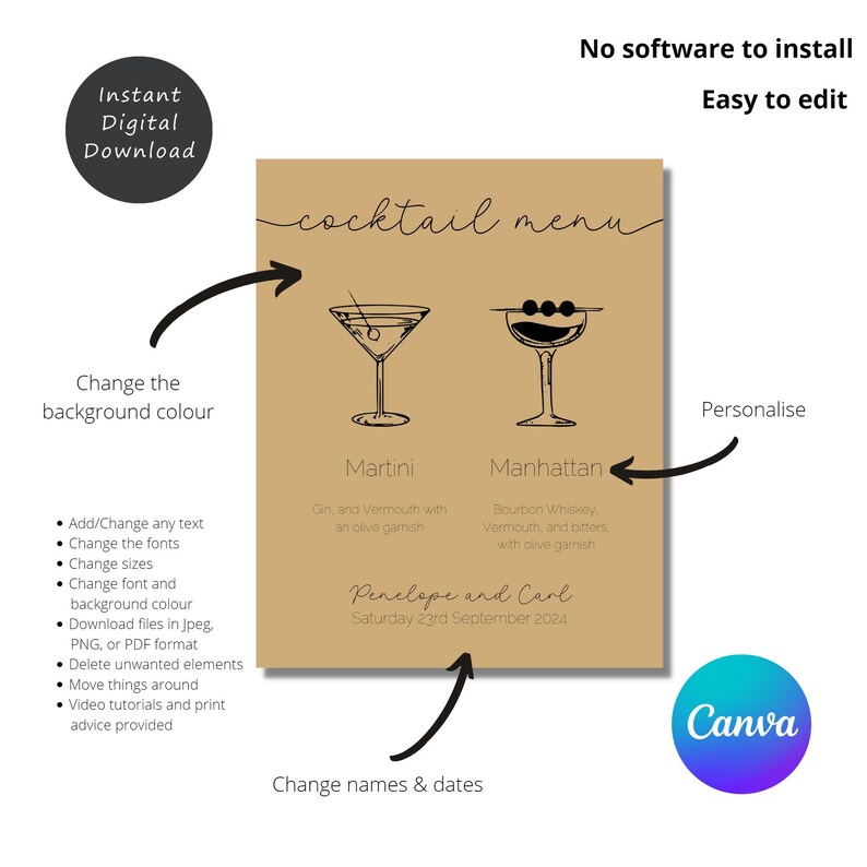 Signature Cocktails Sign Printable Signature Drinks - Etsy