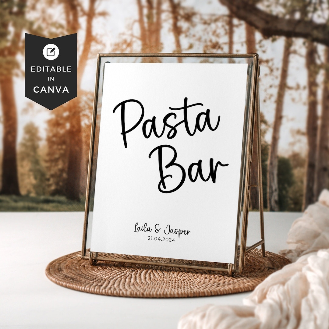 Pasta Bar Sign, Minimalist Pasta Bar Wedding Sign, Grazing Table ...