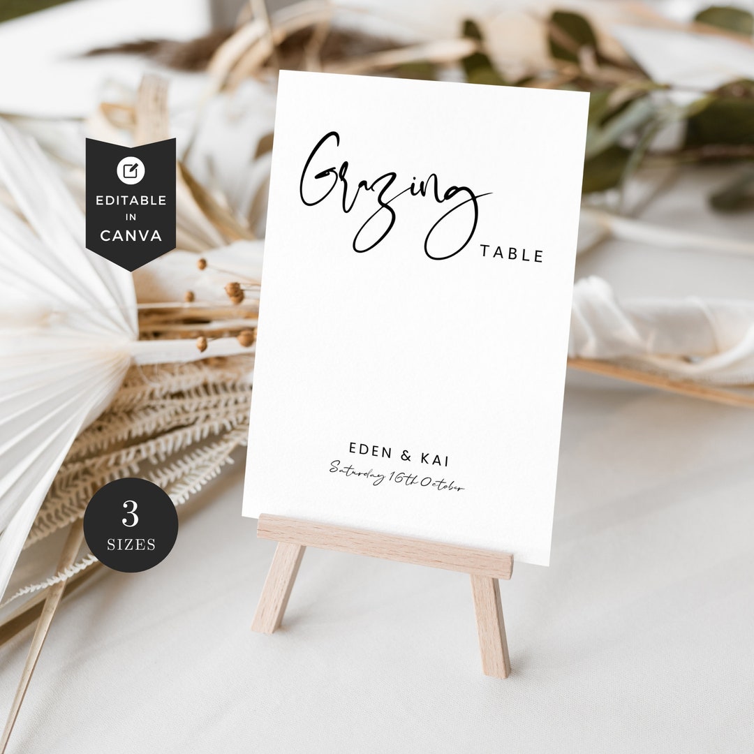 Wedding Grazing Table Menu Sign, Grazing Table Menu Canva Template ...