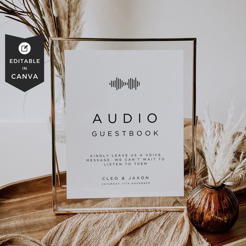 Audio Guestbook Signage Instant Digital Download, Phone Message Guest ...