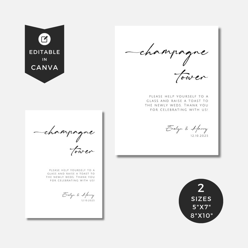 Champagne Tower Sign, Champagne Toast Sign for Wedding, Champagne Tower ...