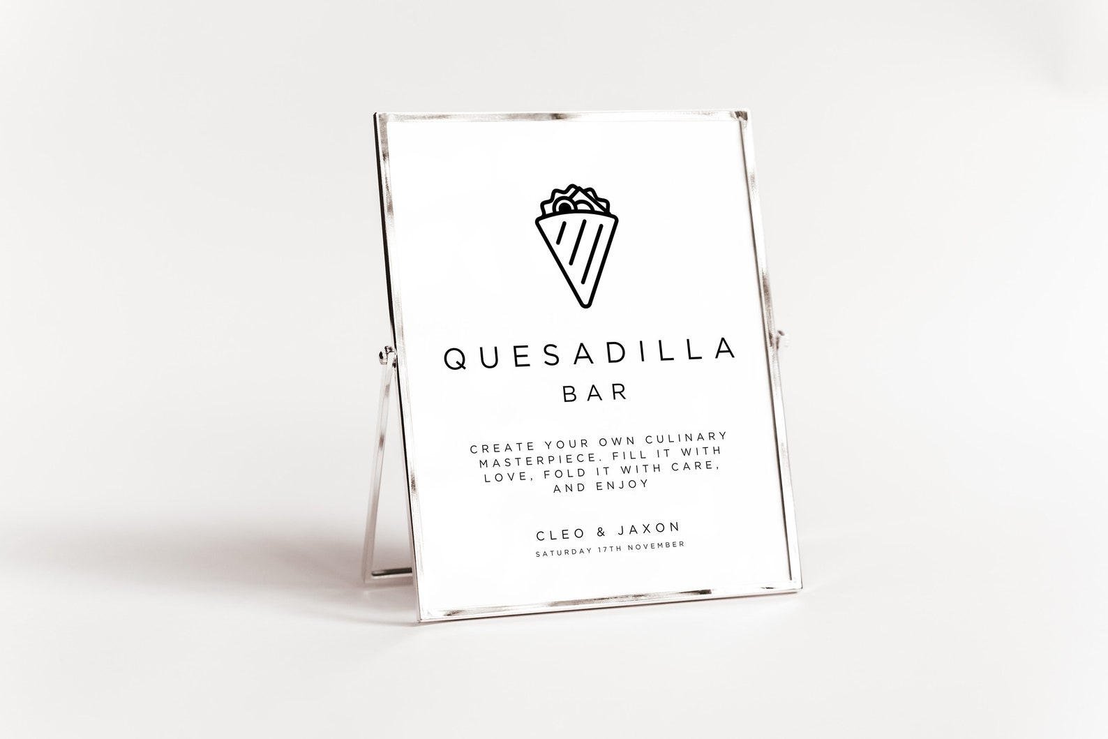 Printable Quesadilla Bar Sign: Minimalist Wedding Food Station (digital ...