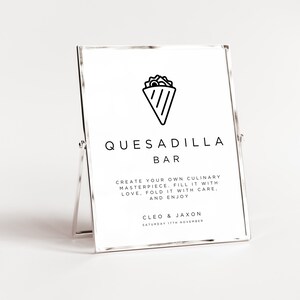 Printable Quesadilla Bar Sign: Minimalist Wedding Food Station (digital ...