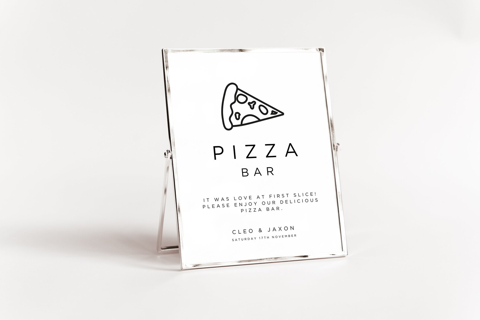 Pizza Menu Sign, Pizza Bar Love at First Slice, Pizza Bar Wedding Sign ...