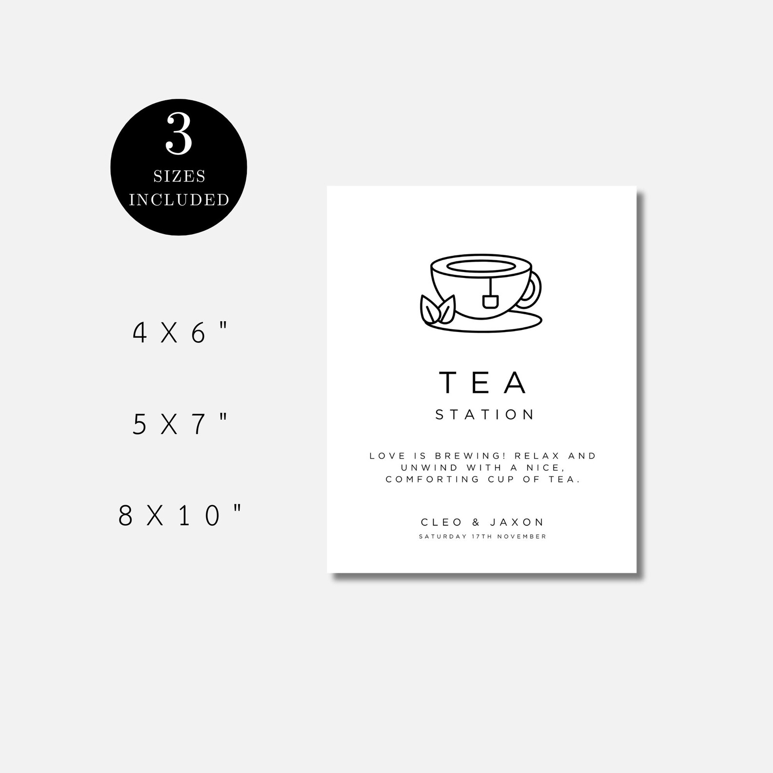 Milk Tea Bar Menu Sign Wedding, Tea Station, Hot Drinks Sign, Wedding ...
