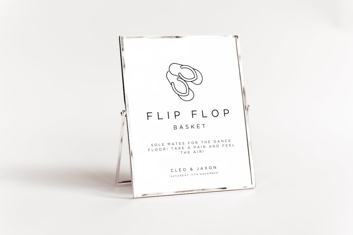 Flip Flop Sign for Wedding, Flat Shoe Basket No Heels Table Sign ...