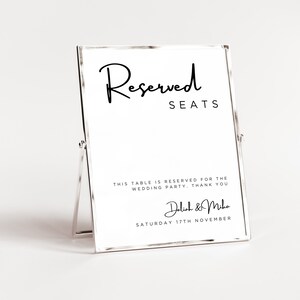 Reserved Seating Signs Template, Wedding Reserved Seat Signs, Weddings ...