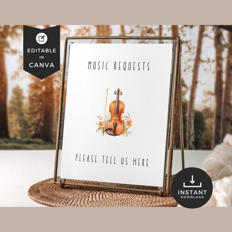 Song Request Wedding Sign, Wedding Music Request Sign, Rustic Reception ...