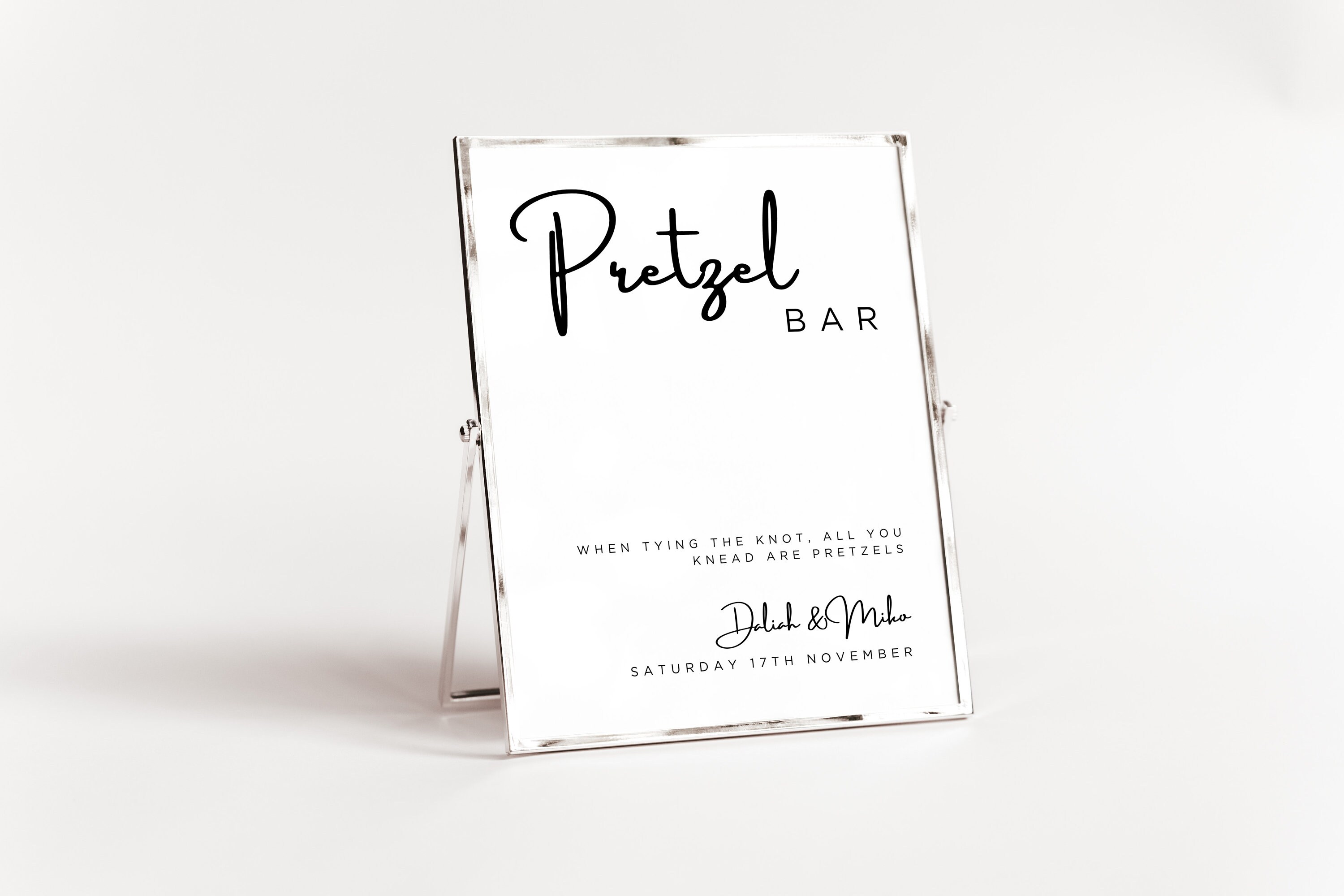 Pretzel Bar Sign, Minimalist Snack Bar Wedding Sign, Grazing Table ...