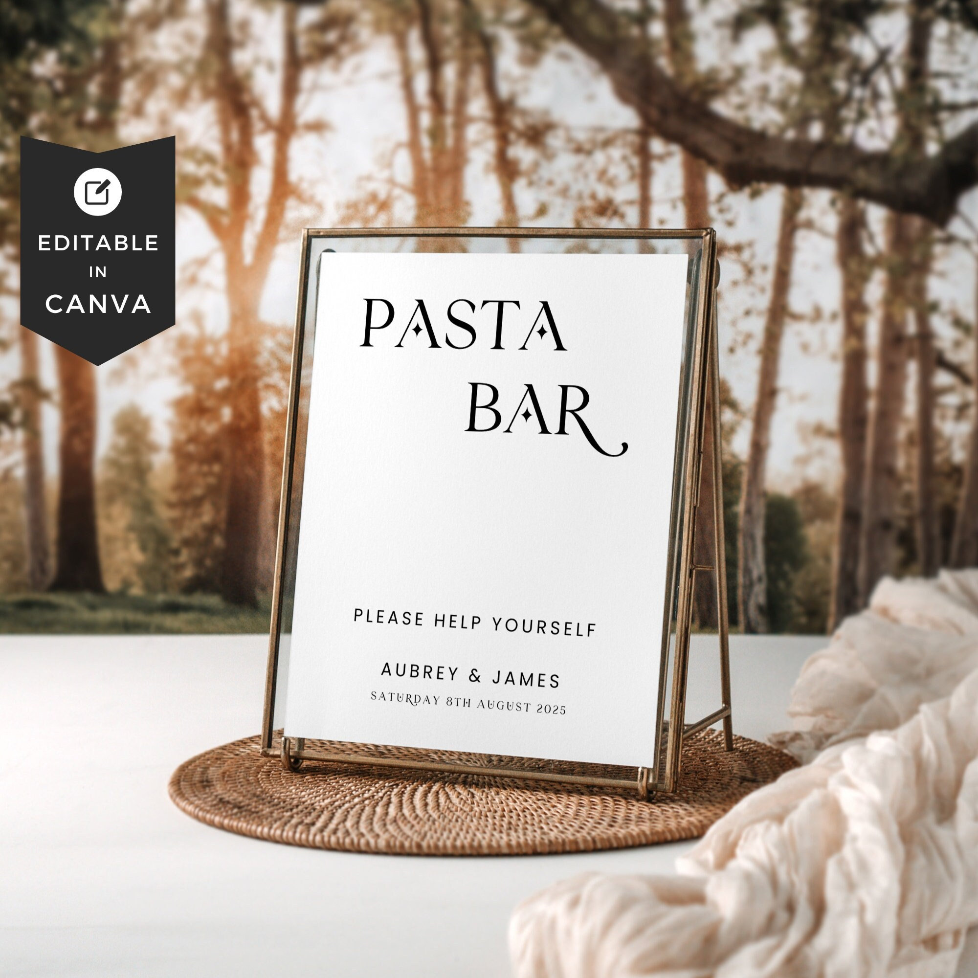 Pasta Bar Sign, Minimalist Pasta Bar Wedding Sign, Grazing Table ...