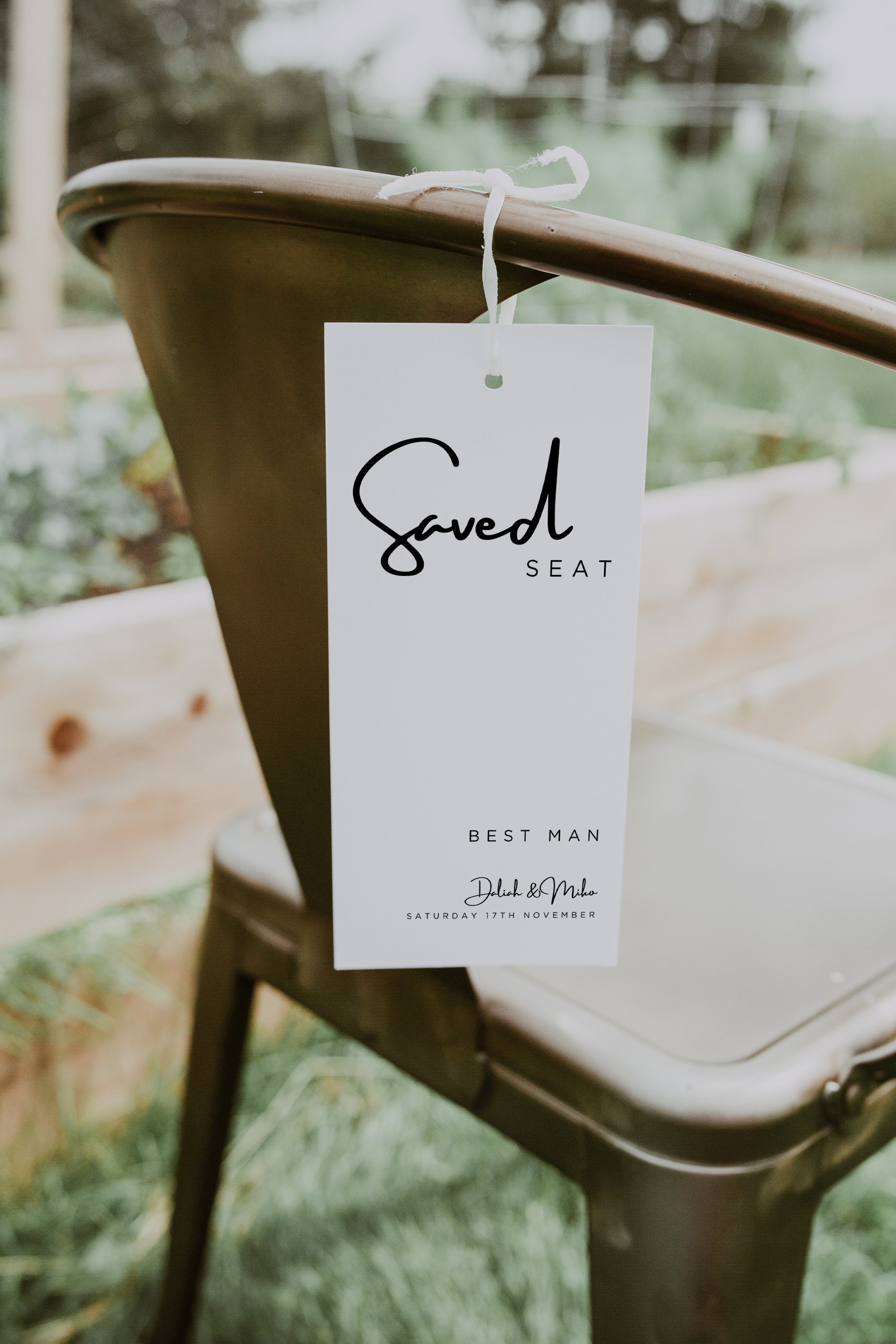 Best Man Reserved Seat Tag, Saved Seat Sign, Reserved Tag for Wedding ...