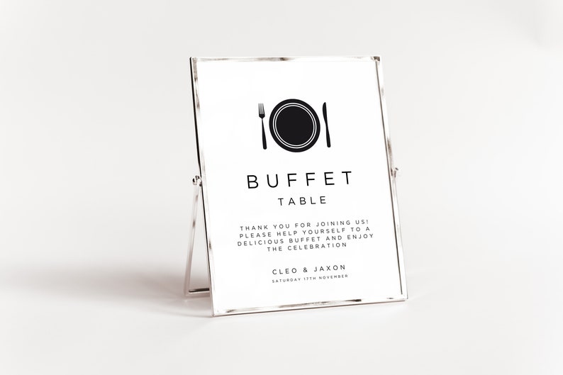 Wedding Buffet Menu Sign, Minimalist Grazing Table Wedding Buffet Food ...