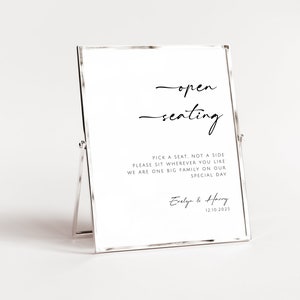 Open Seating Wedding Reception Sign, Open Seating Reception Sign, Open ...