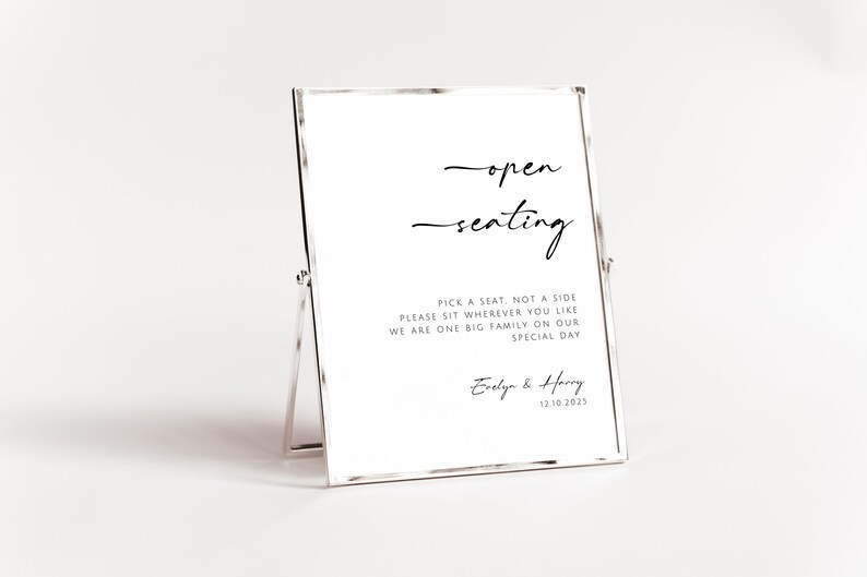 Open Seating Wedding Reception Sign, Open Seating Reception Sign, Open ...