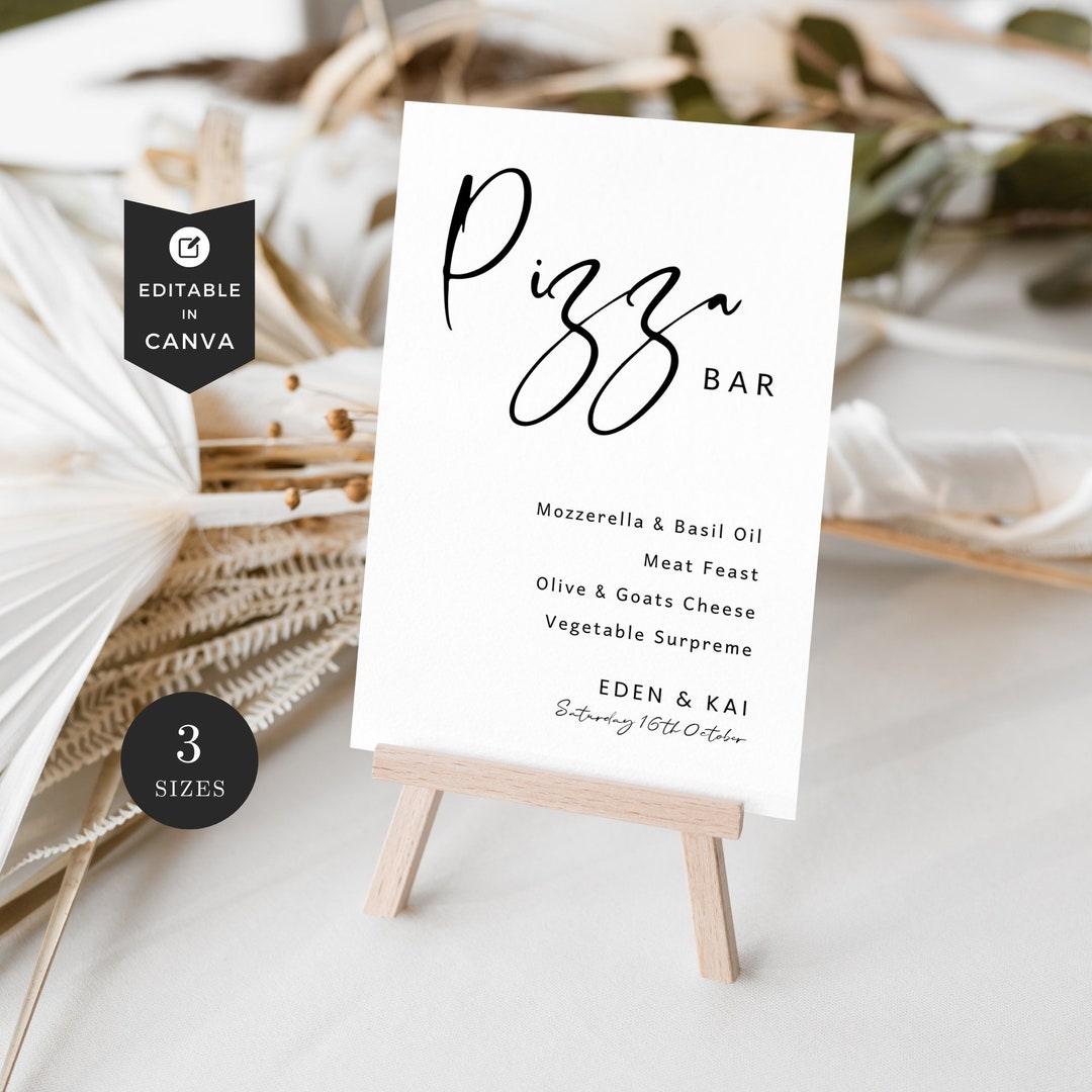 Pizza Menu Sign, Wedding Pizza Bar Sign, Funky Wedding Bar Sign ...