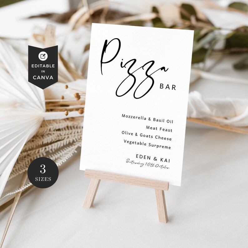 Pizza Menu Sign, Wedding Pizza Bar Sign, Funky Wedding Bar Sign ...