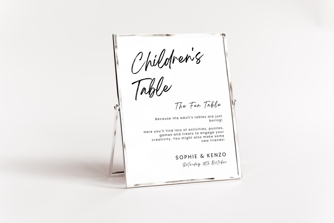 Kids Table Wedding Sign Activity Box Canva Template Editable Instant ...