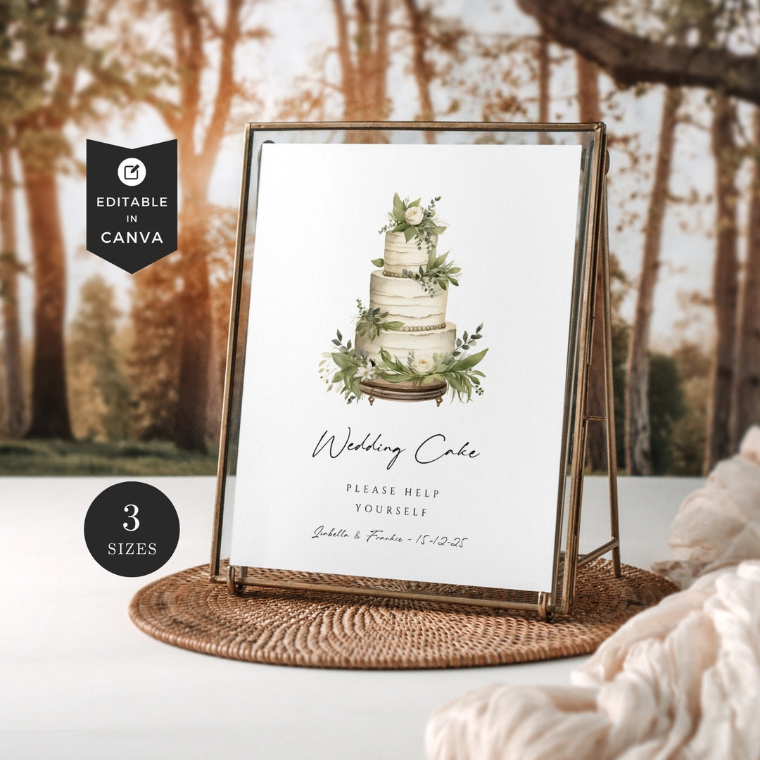 Wedding Cake Sign Template, Lets Eat Cake Signs, Eat the Cake Sign ...