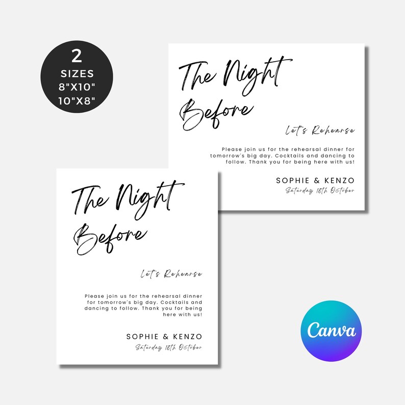 The Night Before Wedding Welcome Sign Rehearsal Dinner Signs - Etsy