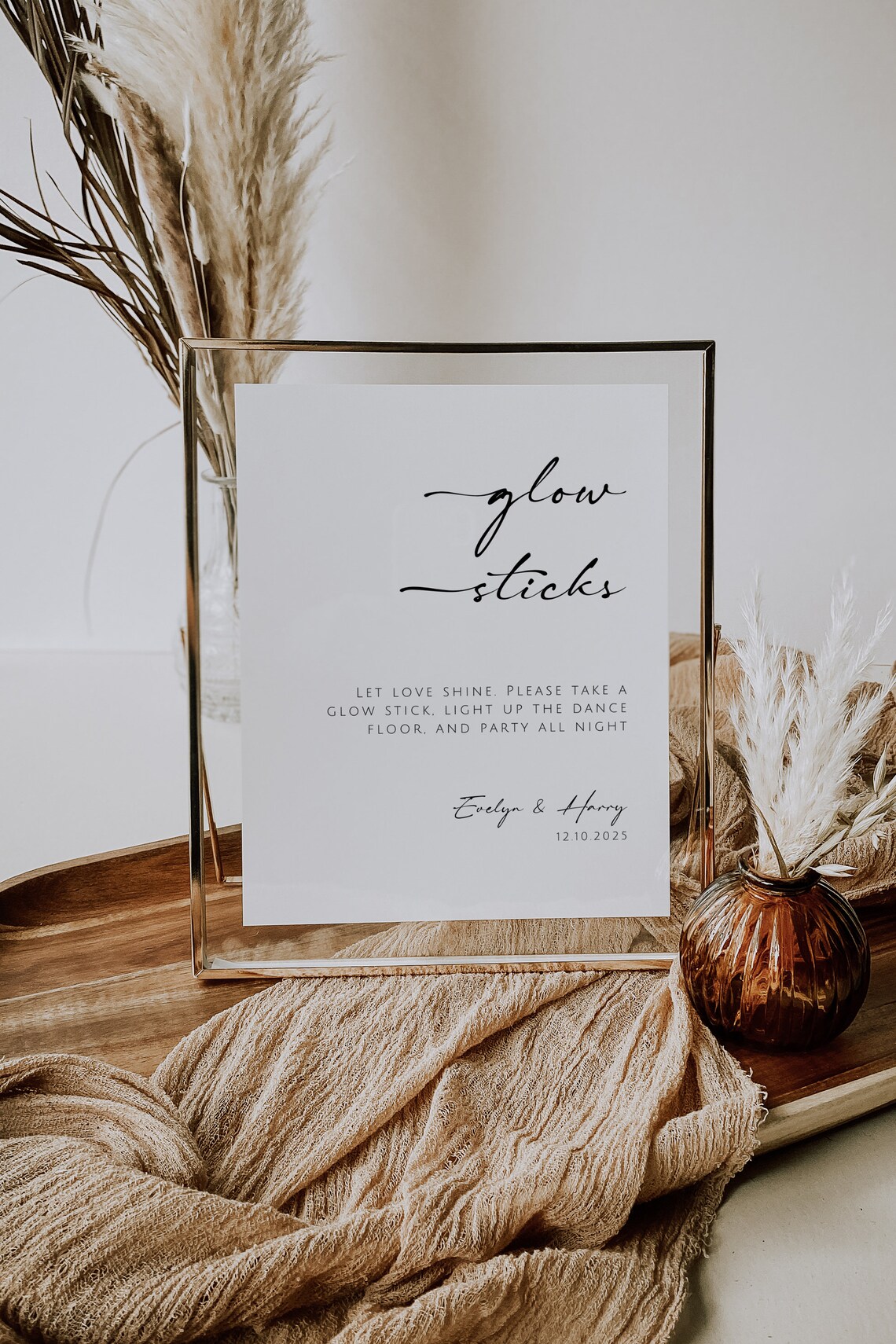 Wedding Reception Glow Sticks Sign Template, Glow Sticks for Wedding ...