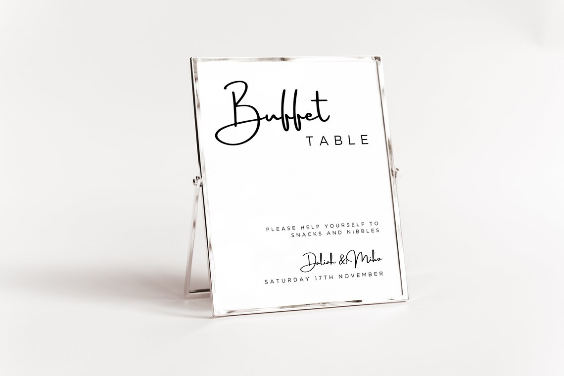 Wedding Buffet Menu Sign, Minimalist Grazing Table Wedding Buffet Food ...