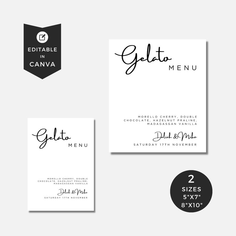 Gelato Ice Cream Bar Menu, Minimalist Ice Cream Bar Sign Wedding ...