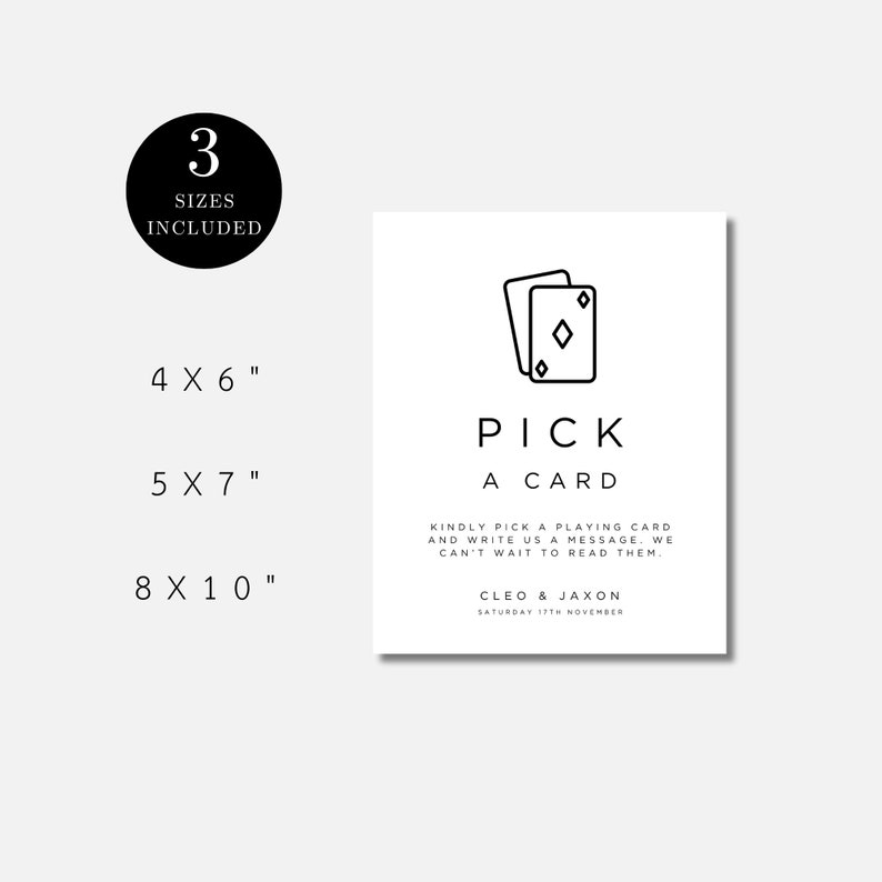 Pick A Card Any Card Wedding Sign, Playing Card Guestbook Sign Canva ...
