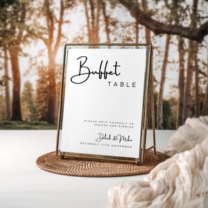 Wedding Buffet Menu Sign, Minimalist Grazing Table Wedding Buffet Food ...