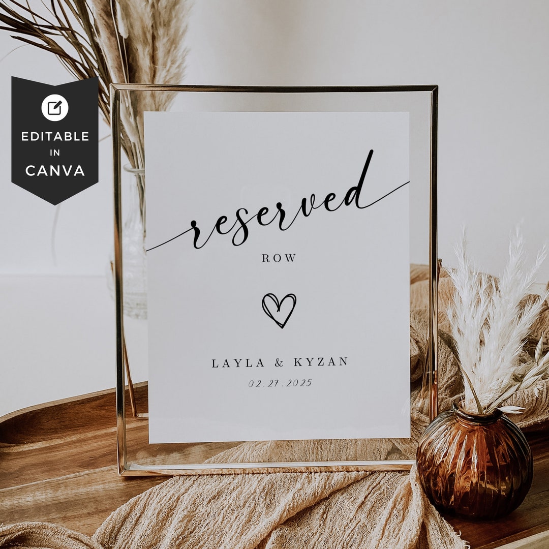 Reserved Row Sign Wedding, Row Reserved Sign, Wedding Reserved Row ...