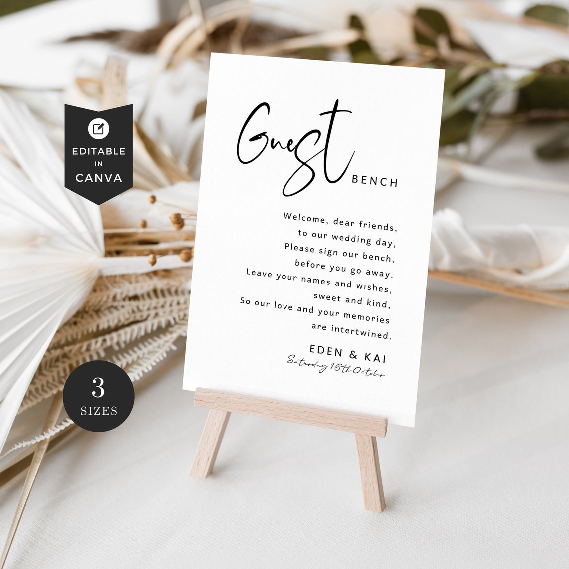 Guest Book Bench, Please Sign Our Guest Bench, Minimal Sign Our Bench ...