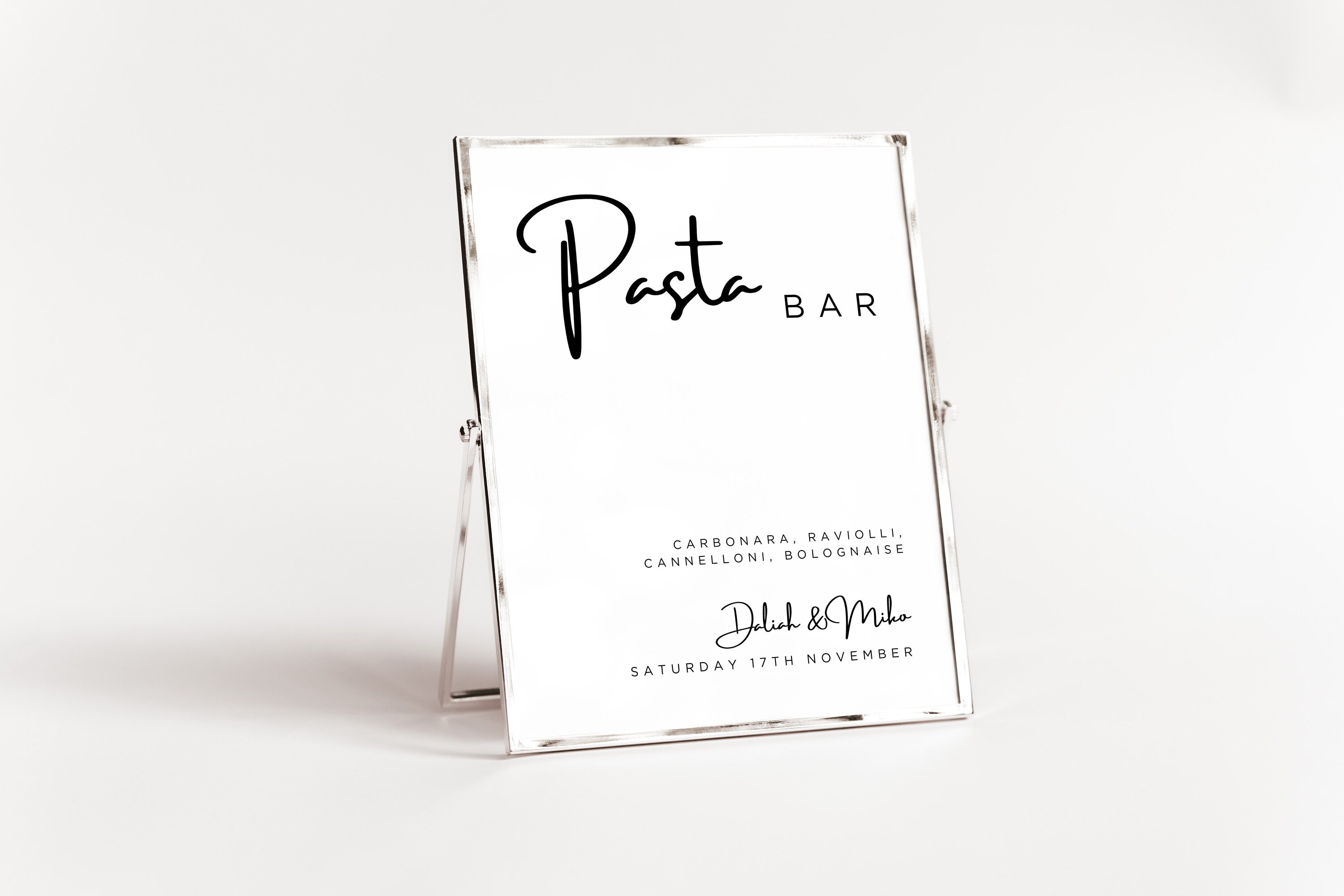 Pasta Bar Sign, Minimalist Pasta Bar Wedding Sign, Grazing Table ...