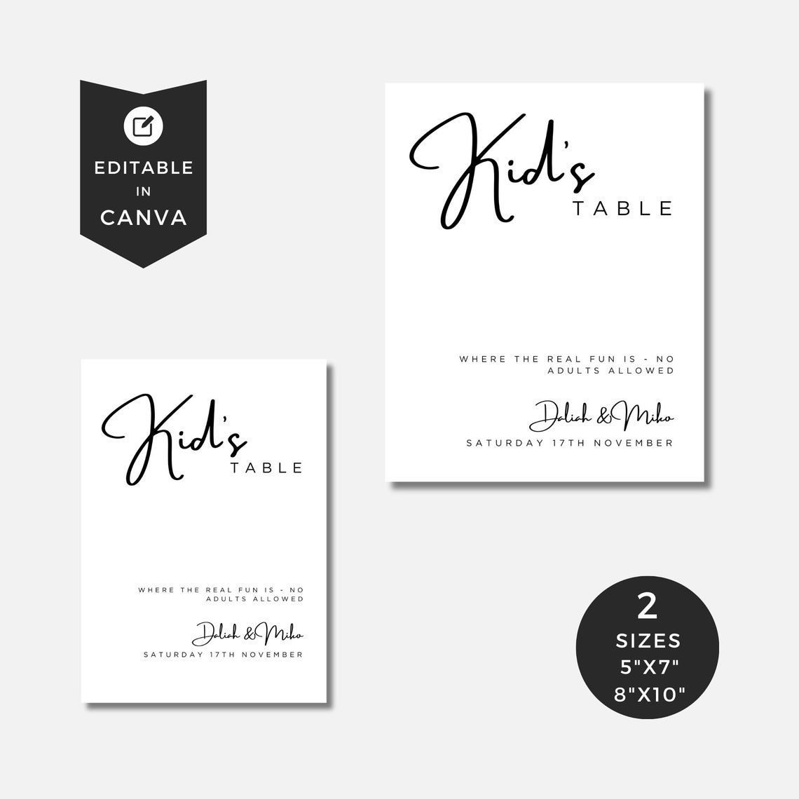 Kids Table Wedding Sign, Children's Table Wedding Sign No Adults ...