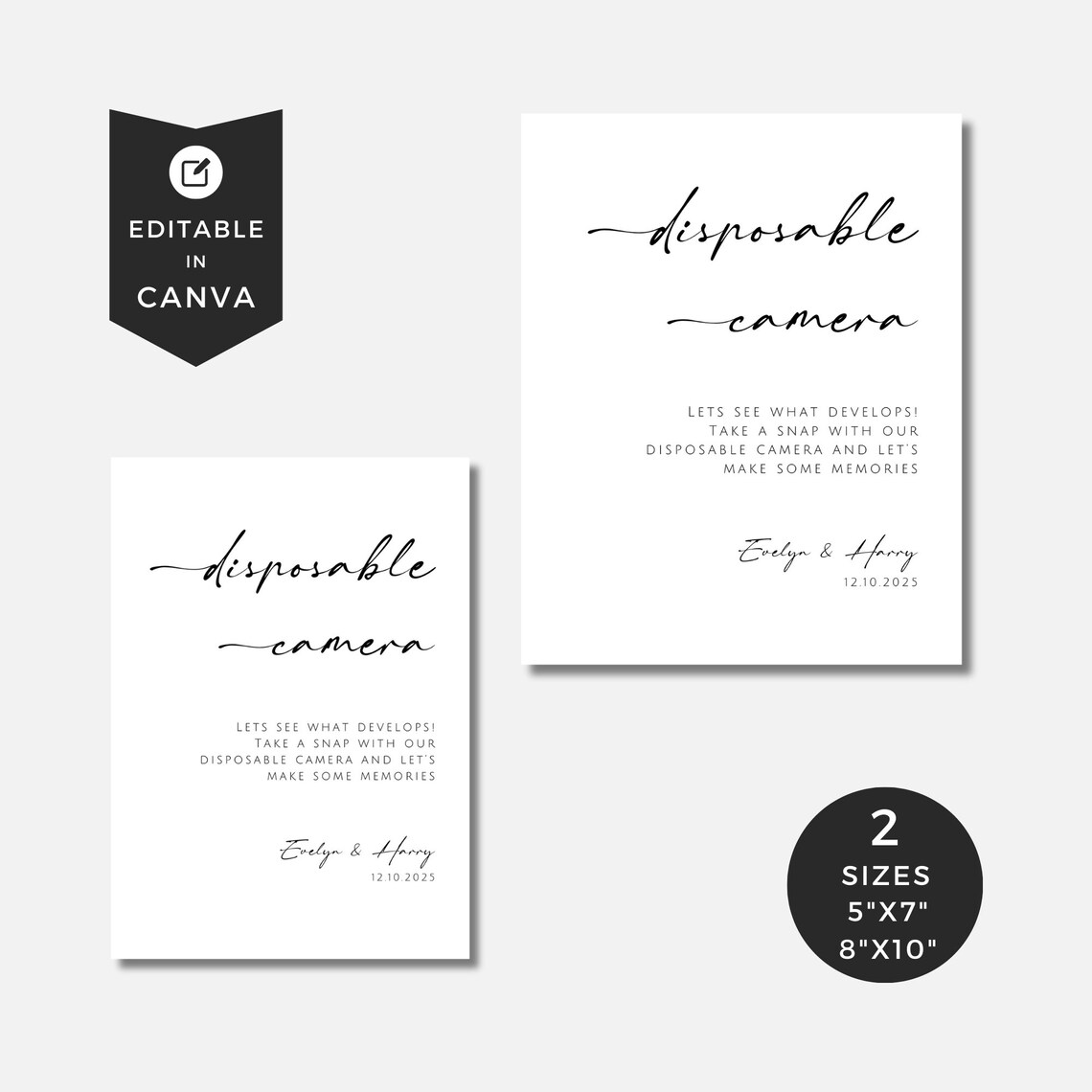 Disposable Camera Wedding Sign, Disposable Camera Sign, Lets See What ...