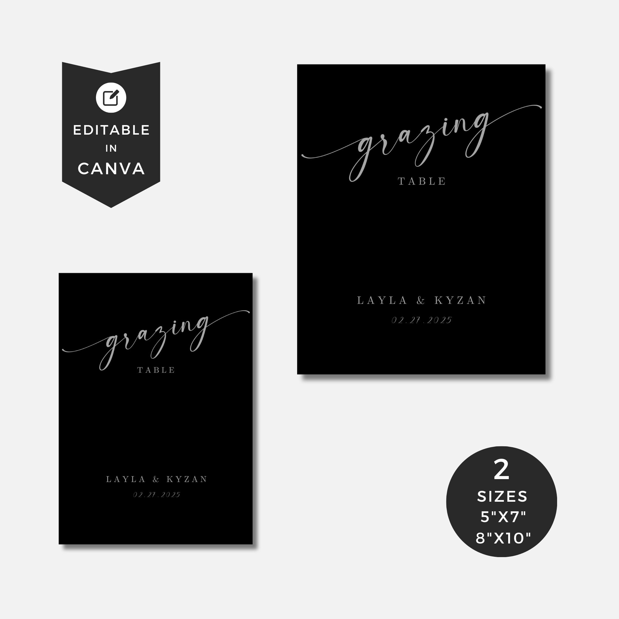 Grazing Table Sign, Grazing Table Template, Wedding Buffet Menu Sign ...