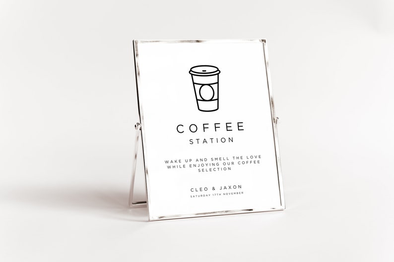 Coffee Tea Table Sign, Coffee Bar Menu Sign, Coffee Bar Sign Template ...