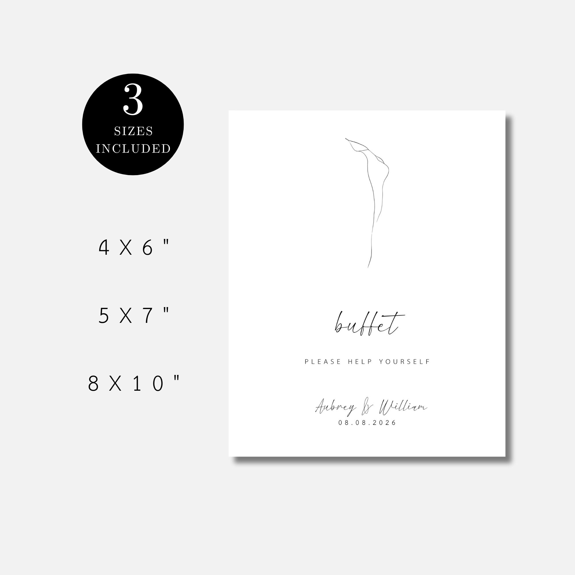 Wedding Buffet Menu Sign, Wedding Buffet Menu Template, Wedding Buffet ...