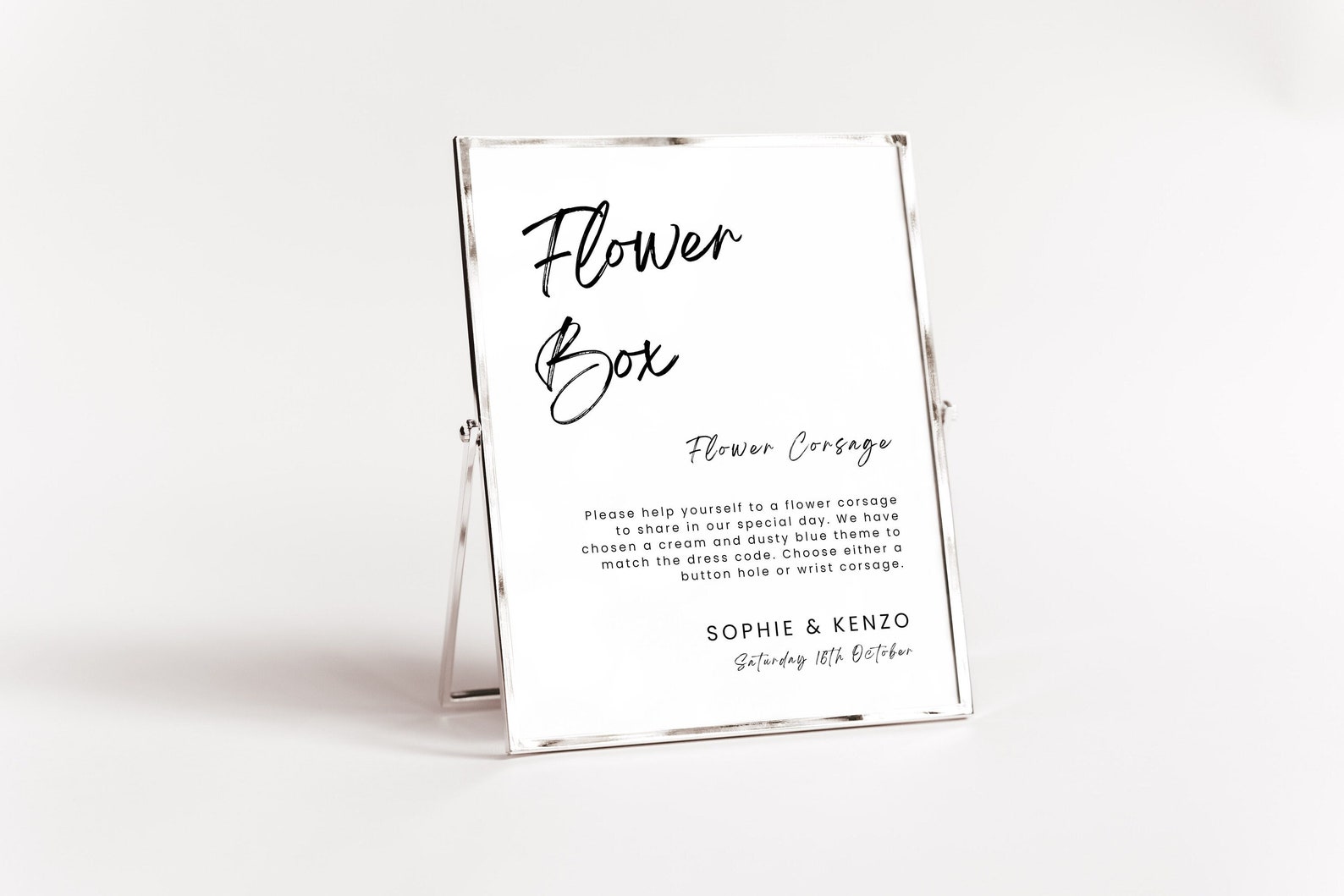 Flower Box Wedding Sign Canva Editable Template, Corsage Signs Weddings ...