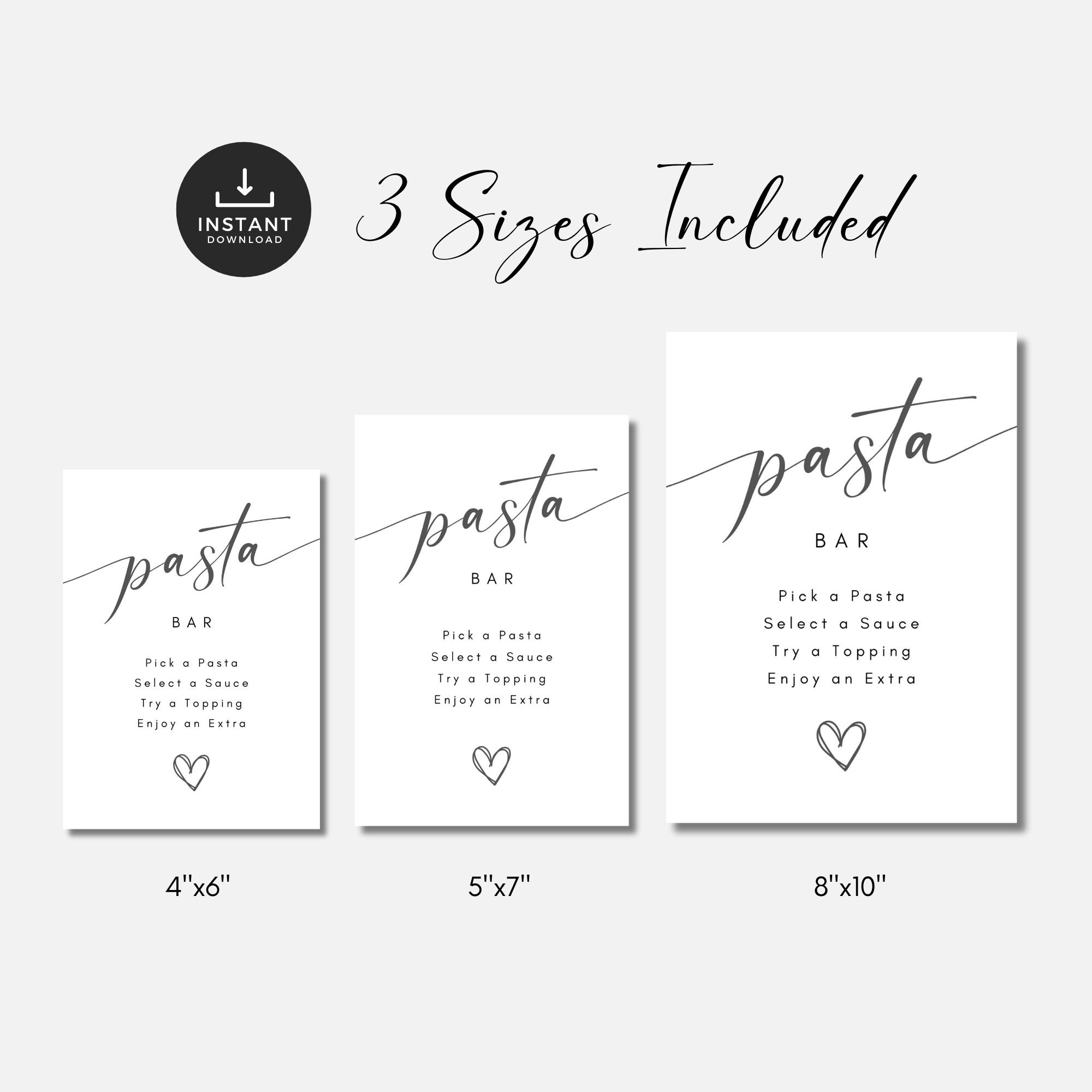 Pasta Bar Sign, Minimalist Pasta Bar Wedding Sign, Grazing Table ...