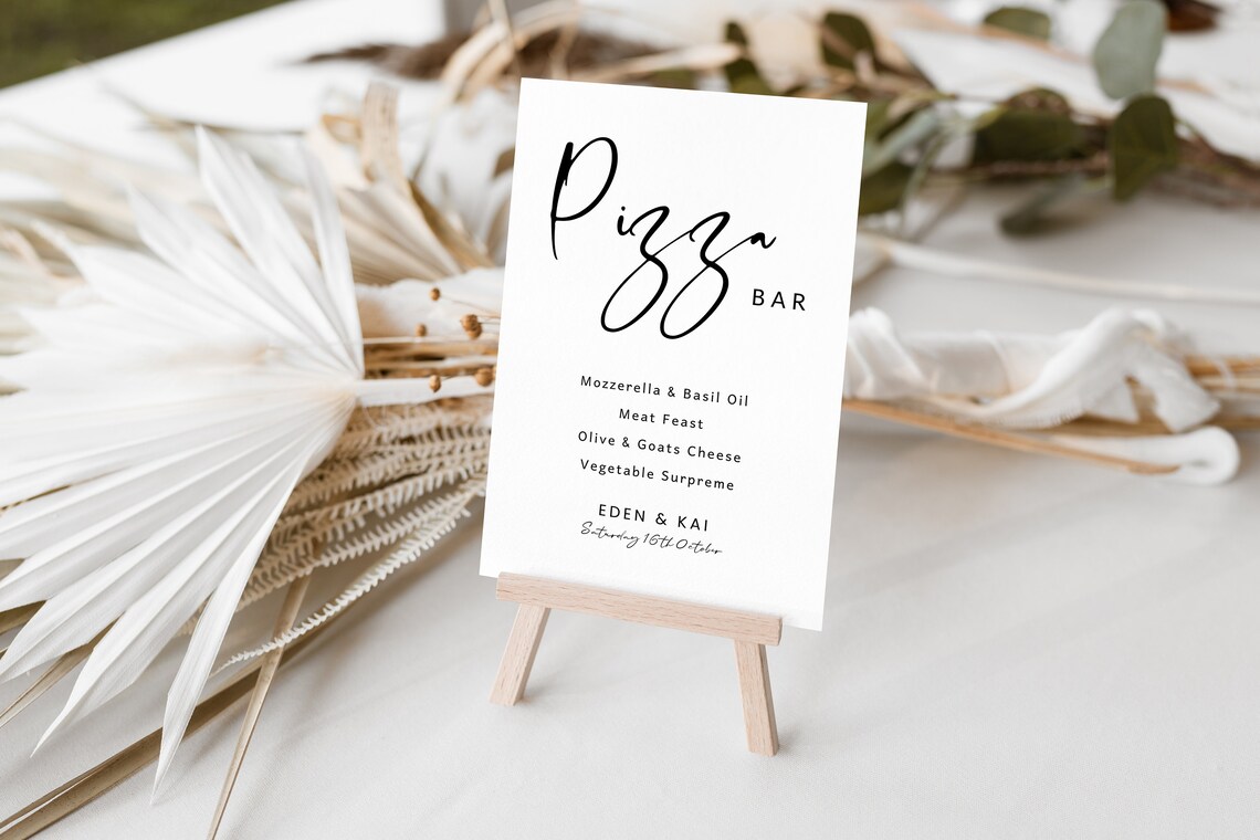 Pizza Menu Wedding, Pizza Menu Sign, Pizza Menu Templates, Wedding ...