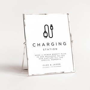 Phone Charging Station Sign Wedding, Minimal Charger Wedding Reception ...
