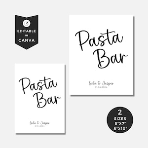 Pasta Bar Sign, Minimalist Pasta Bar Wedding Sign, Grazing Table ...