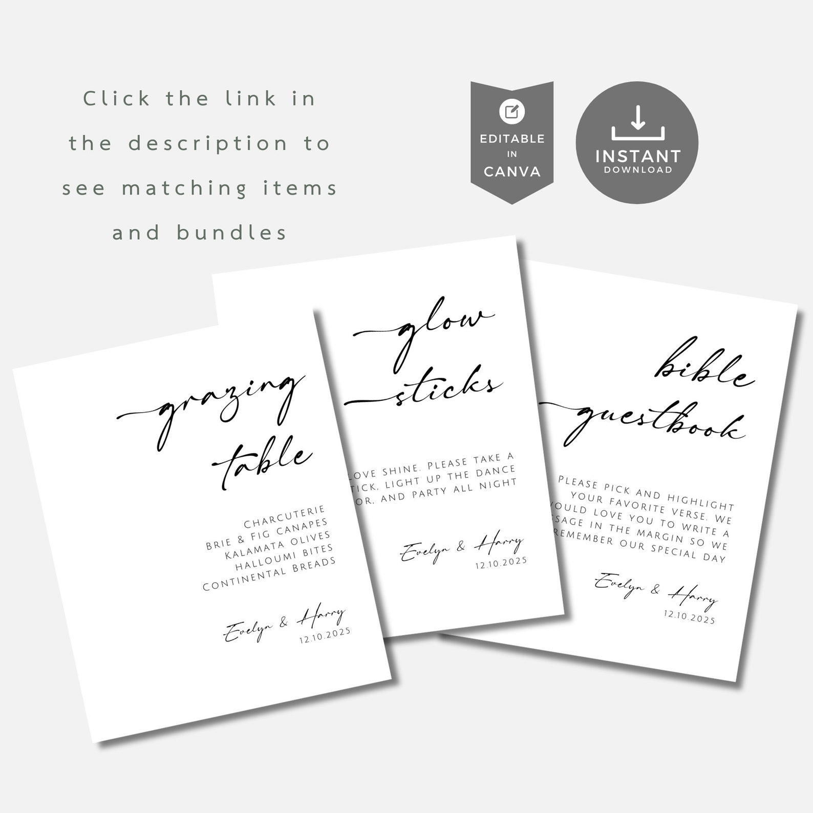 Grazing Table Template, Grazing Table Wedding Buffet Food Sign Canva ...