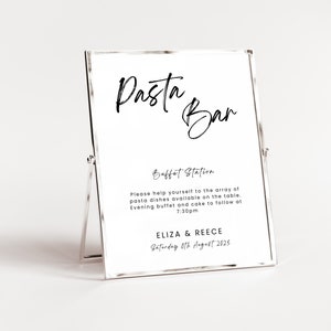 Pasta Bar Sign, Minimalist Pasta Bar Wedding Sign, Grazing Table ...